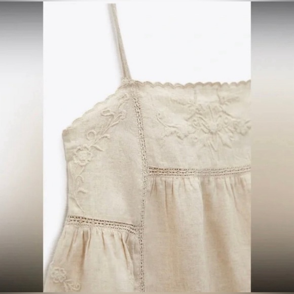 Zara | Tops | Zara Embroidered Linen Blend Top 720006 | Poshmark